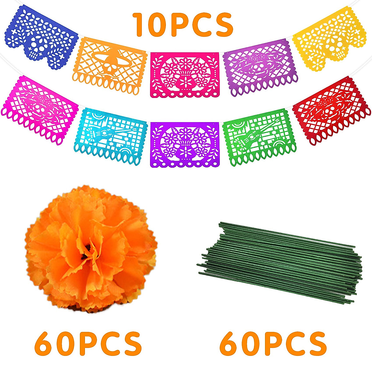 Funnlot Day Of The Dead Decorations Mexican Party Banners Marigold Flowers Ofrendas Dia De Los Muertos Day of The Dead Altar Decorations for Mexican Themed Party Decorations