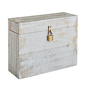 Eximious India Wedding Card Box with Card Slit and Lock 12"X10"X4.5"- Gift Wishing Well Card Box for Weddings, Receptions, Birthdays, Graduations, Baby Showers, Honeymoon Funds (White)