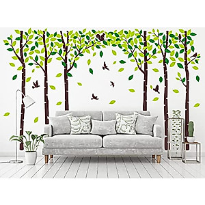 MAFENT Giant Jungle Tree Wall Decals Birch Tree Wall Decals Forest Tree Wall Stickers for Kids Room Bedroom Living Room Nursery Removable Vinyl Sticker Mural Art Decoration(Brown)