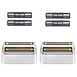 2 Pack Shaver Replacement Foil and Cutters compatible with BaBylissPRO Double FXFS2 Metal shaver foil replacement,Silver