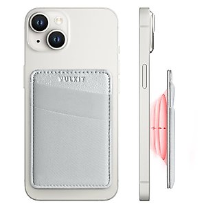 VULKIT Magnetic Phone Wallet for MagSafe- RFID Blocking - Card Holder Wallet for iPhone 16/15/14/13/12 Series & Phone Case with MagSafe Silver