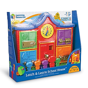 Learning Resources Latch & Learn School House, Fine Motor Toy, Develops social skills, Educational Toddler Toys, 6 Pieces, Ages 3+