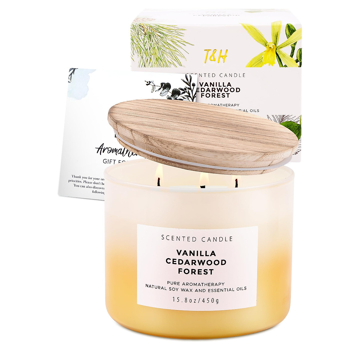 Vanilla Cedarwood Forest Candle - Large 3 Wick Scented Candle - Winter Balsam Fir Candle with Clove & Cedar - Natural Soy Candle for Home 15.8 oz - Aromatherapy Holiday Candle Gift for Women & Men