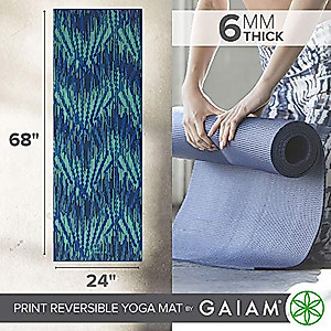 Gaiam Yoga Mat Premium Print Reversible Extra Thick Non Slip Exercise & Fitness Mat for All Types of Yoga, Pilates & Floor Workouts, Divine Impressionist, 68"L x 24"W x 6mm Thick