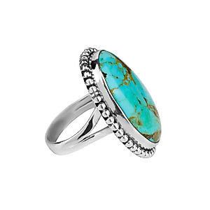 YoTreasure 18x25 MM Blue Mohave Turquoise Chunky Ring .925 Sterling Silver