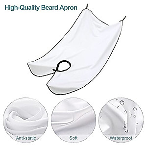 Beard Apron, Beard Bib Beard Trimming Catcher Bib Beard Hair Catcher for Men Shaving Beard Bib Hair Catcher Beard Hair Catcher for Sink Non-Stick Beard Cape,Grooming Gifts for Men-White