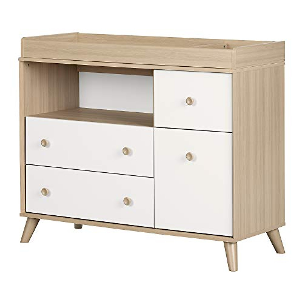 South Shore Yodi Changing Table with Drawers, Soft Elm and White