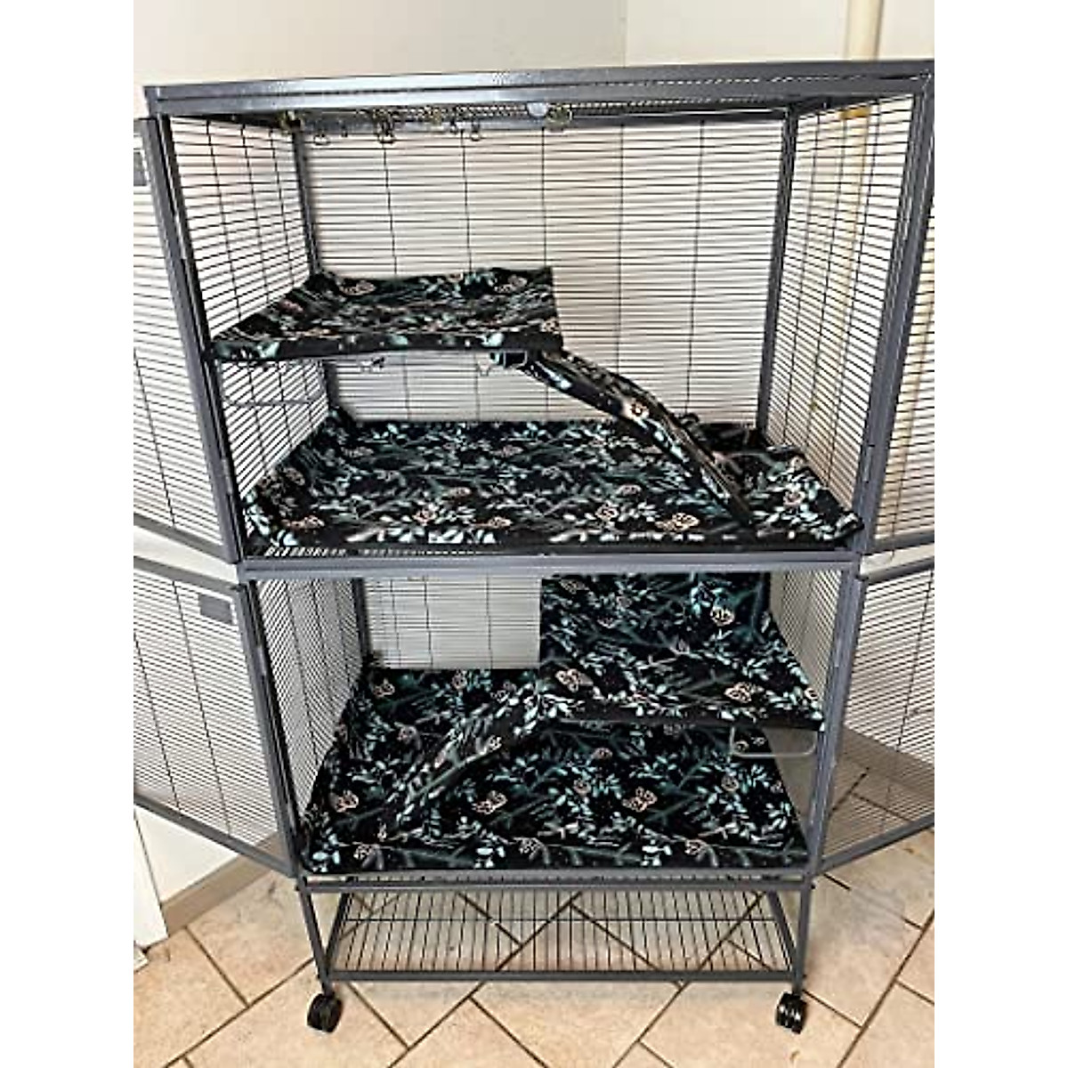 7-piece Cage Liner Set Midwest Double Critter/Ferret Nation “Winter Pinecones Black" for Rats, Sugar Gliders, Ferrets, Chinchillas