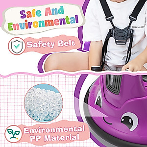 TOBBI Snail Bumper Car 12v Electric Ride on Toy Battery Powered Electric Vehicle with Remote Control/DIY Sticker/360 Degree Spin/LED Lights Gifts for Kids & Toddlers Age 3-9(Dark Purple)