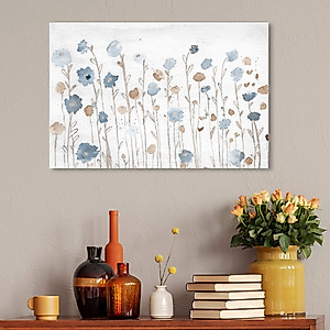 Wynwood Studio Beautiful Growth Light Blue Canvas Print Wall Art for Living Room, Bedroom, and Bathroom, 30" x 20", Gallery Wrapped