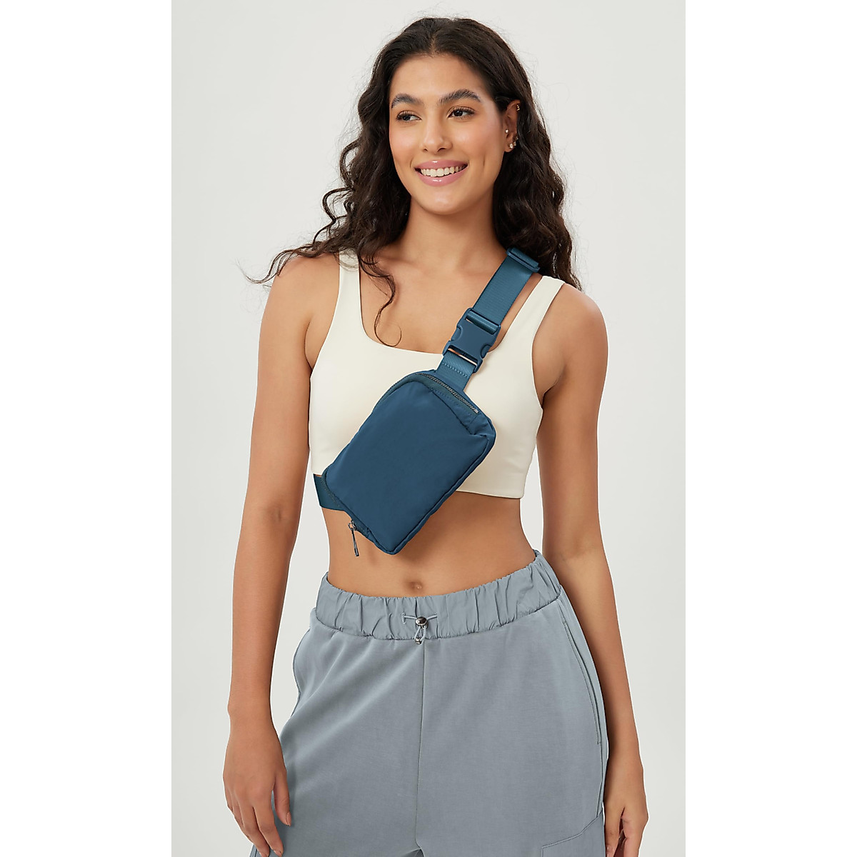 ODODOS Unisex Mini Belt Bag with Adjustable Strap Small Fanny Pack for Workout Running Traveling Hiking, Navy Blue