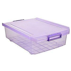 Tatay Storage Box with Lid, Under Bed, 32 Capacity, with handles, Polypropylene, BPA Free, Plum. Dimension 40 x 57 x 18 cm