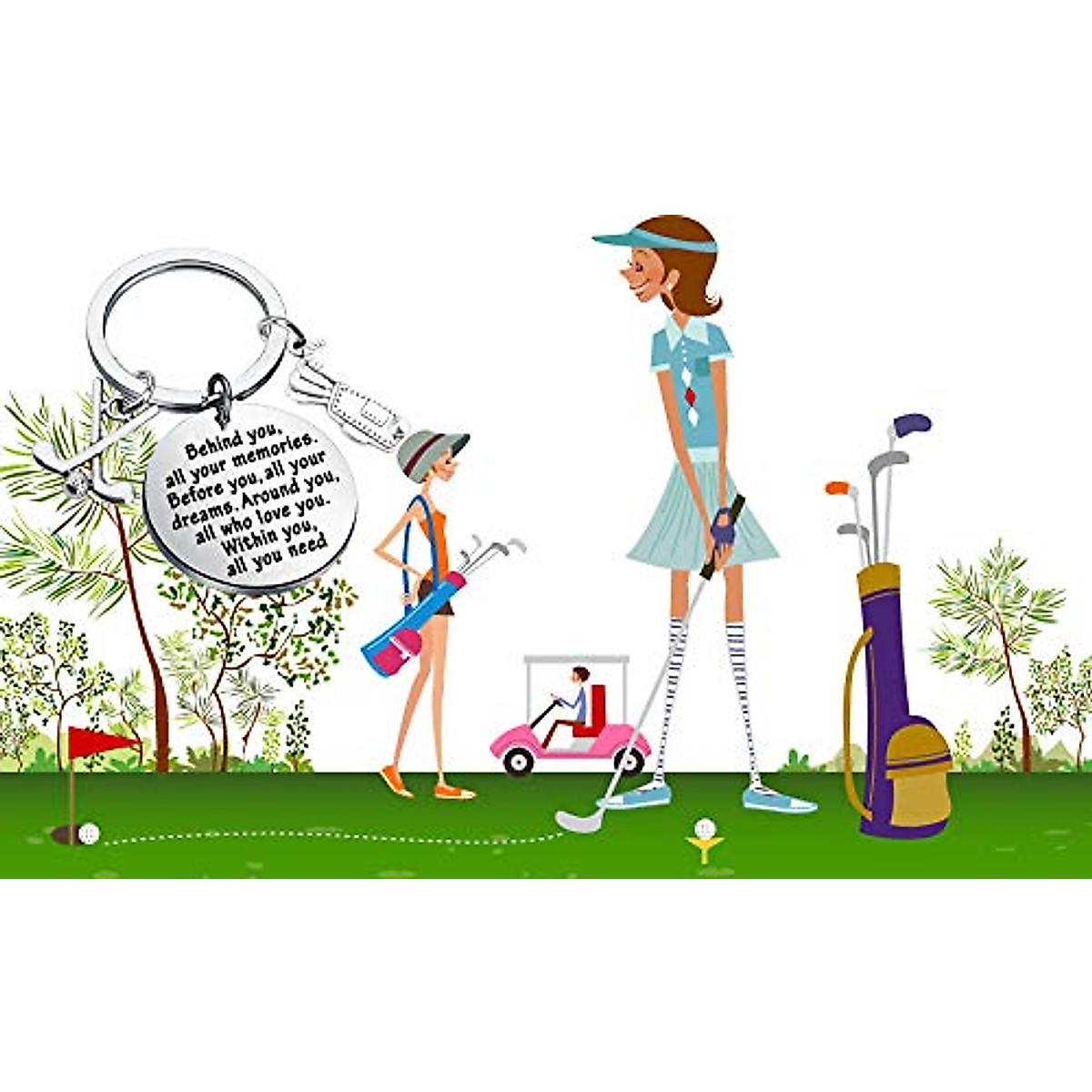 FEELMEM Golf Keychain Future Golfer Gift Behind You All Your Memories Keychain Golf Club Golf Player Gifts New Golfer Gift