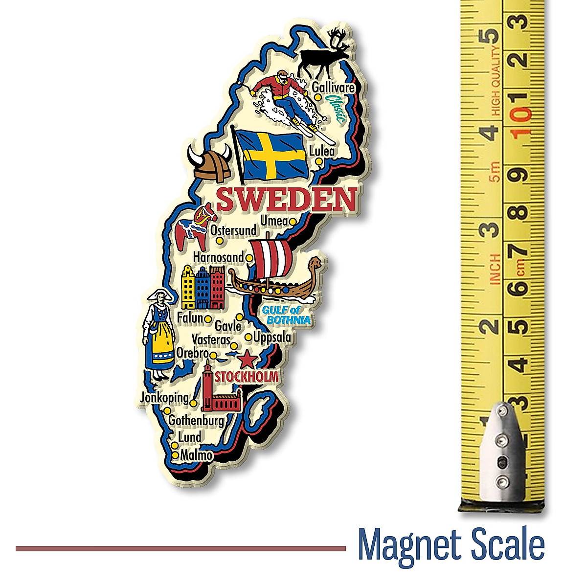 Sweden Jumbo Country Map Magnet by Classic Magnets, Collectible Souvenirs Made in The USA