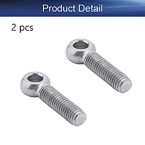 Yinpecly M10x40mm Eye Shape Bolt, Lifting Ring Eye Bolts, 304 Stainless Steel Fish Eye Bolt, 8mm x 18mm(IDxOD) Closed Rod Eye Screw Bolts Metric Thread, 2Pcs