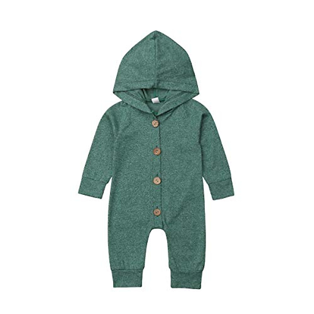 DUBASAM Newborn Baby Boy Long Sleeve Romper Jumpsuit Hooded Onesie Playsuit Solid Hoodie One Piece Bodysuit Fall Clothes (Green, 0-3 Months)
