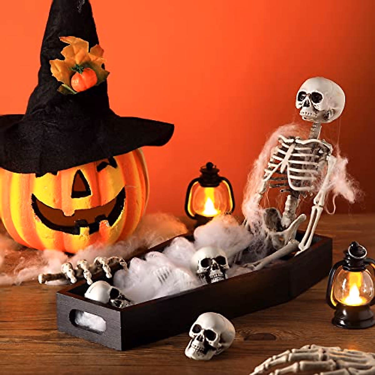 Coffin Shaped Craft Serving Box Wooden Halloween Serving Tray Candy Serving Trays with Handles Rustic Black Wooden Christmas Halloween Party Wooden Serving Tray for Halloween Christmas(Coffin)