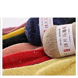 Yarn Ave 5 Balls/250 Grams Fine Sequined Mohair Yarns, Wool Blend Soft Fluffy Fancy Yarn for Hand Knitting&Crocheting Cardigans,Sweaters, DIY Crafts (#22 Light Yellow)