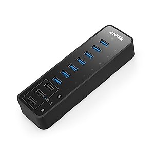 Anker 10 Port 60W Data Hub with 7 USB 3.0 Ports and 3 PowerIQ Charging Ports for MacBook, Mac Pro/Mini, iMac, XPS, Surface Pro, iPhone 7, 6s Plus, iPad Air 2, Galaxy Series, Mobile HDD, and More