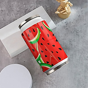 Red Watermelon Pattern 10oz Insulated Tumbler with Straw Summer Vacuum Double Wall Stainless Steel Water Bottles with Leakproof Lid,Reusable Travel Mug for Hot Cold Water in Travel Sports