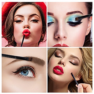 RMISODO 100 Pieces Angled Eyebrow Brushes, Flat Tapered Eyebrow Tint Brush, Soft Cosmetic Blending Brush, Portable Eyeshadow Concealer Brush, Professional Eye Makeup Brush for Women Girls, Black