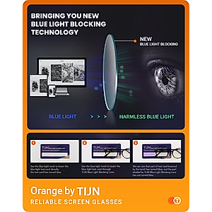 TIJN Blue Light Glasses for Women and Men, Oversized Frame, Anti Eyestrain Clear Computer Gaming Blue Blocker Glasses (Tortoise Shell)