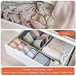 Drawer Organizer Clothes, 12 Pack Underwear Drawer Organizers for Clothing, Fabric Foldable Clothes Dresser Drawers Dividers, Closet Organizers and Storage Box for Clothes, Bra, Socks, Underwear