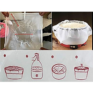Sushi Rice Cooking Net Commercial Rice Cooker Net Napkin Polyester Reusable, Bag shaped, Bottom: 15.6" dia, Height: 13", 1 pcs per case