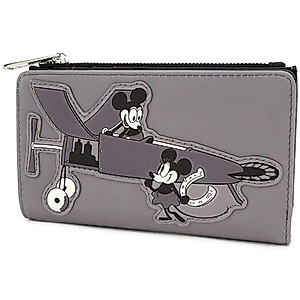 Loungefly x Disney Mickey Mouse Plane Crazy Small Wallet (Grey, One Size)