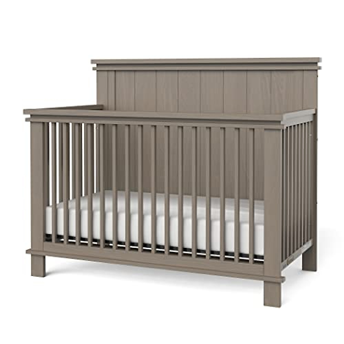 Denman 4-in-1 Convertible Crib, Modern Contemporary Baby Crib Converts to Toddler Bed, Day Bed and Full-Size Bed, 3 Adjustable Mattress Heights (Crescent Gray)