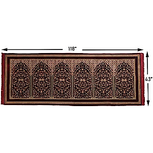Modefa Turkish Islamic Prayer Rug - Multi Person Janamaz Sajada for Family or Mosque - Large Gathering & Group Praying Carpet - Wide Velvet Praying Mat (6 Person: 43 x 118 in)