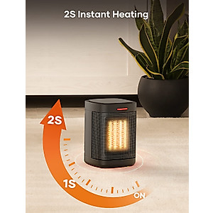 500W PTC Small Ceramic Electric Heater, Portable Electric Space Heater with One-Click, Fast Safety Heating, Overheating and Tip-Over Protection, Mini Space Heater for Indoor Use Office Bedroom