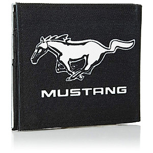 Buckle-Down mens Buckle-down Canvas Bifold - Ford Mustang Black/White Logo Centered Wallet, Multicolor, 4.0 x 3.5 US