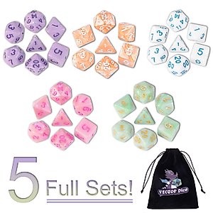 DND Dice, 5 x 7 Sets (35 Pieces) Polyhedron Dice for Dungeons & Dragons RPG MTG DND Tabletop Game with 1 Free Pouch D4 D8 D10 D12 D20