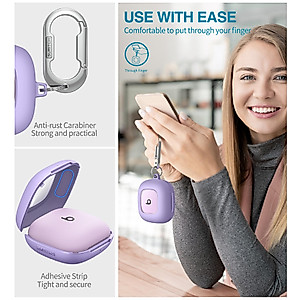 SURITCH Beats Fit Pro Case Cover Protector, Shock-absorbing Protective TPU Shell for Beats Fit Pro Charging Case 2021 Earbuds Secure Locking System with Anti-lost Keychain, Stone Purple