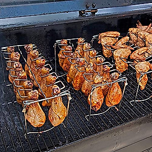 Chicken Leg Wing Grill Rack 12 Slots - Stainless Steel Metal Roaster Stand - for Smoker Grill or Oven - Dishwasher Safe