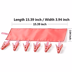 TamBee Bathroom Racks Cloth Hanger Clothespin Travel Portable Folding Cloth Socks Drying Hanger with 6 Clips Pack of 3 (Red, Black, Rose red)