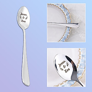 Jesus Gifts for Pastor Tea Spoon Gifts for Men Grandpa Dad Christian Religious Gifts for Grandma Mom Friend Birthday Christmas Gift for Pastor Coworker Tea Coffee Lovers Cereal Ice Cream Spoon