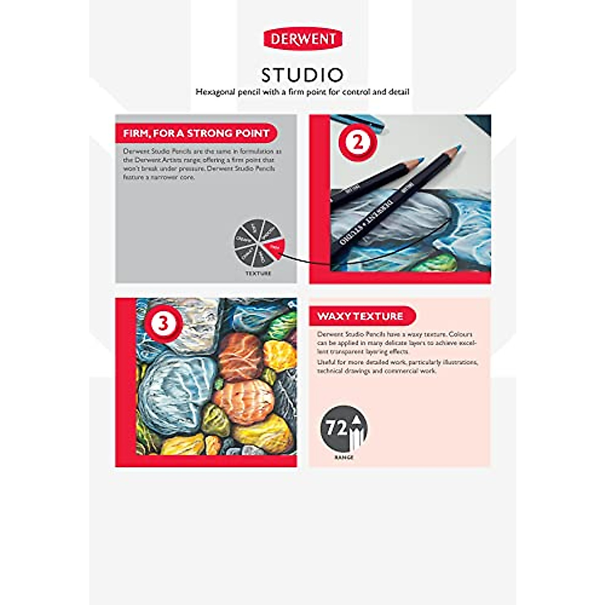 Derwent Studio Colored Pencils, 3.4mm Core, Metal Tin, 12 Count (32196)