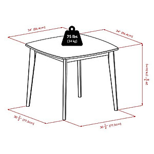 Winsome Pauline Dining, 34.02x34.02x29.33, Walnut