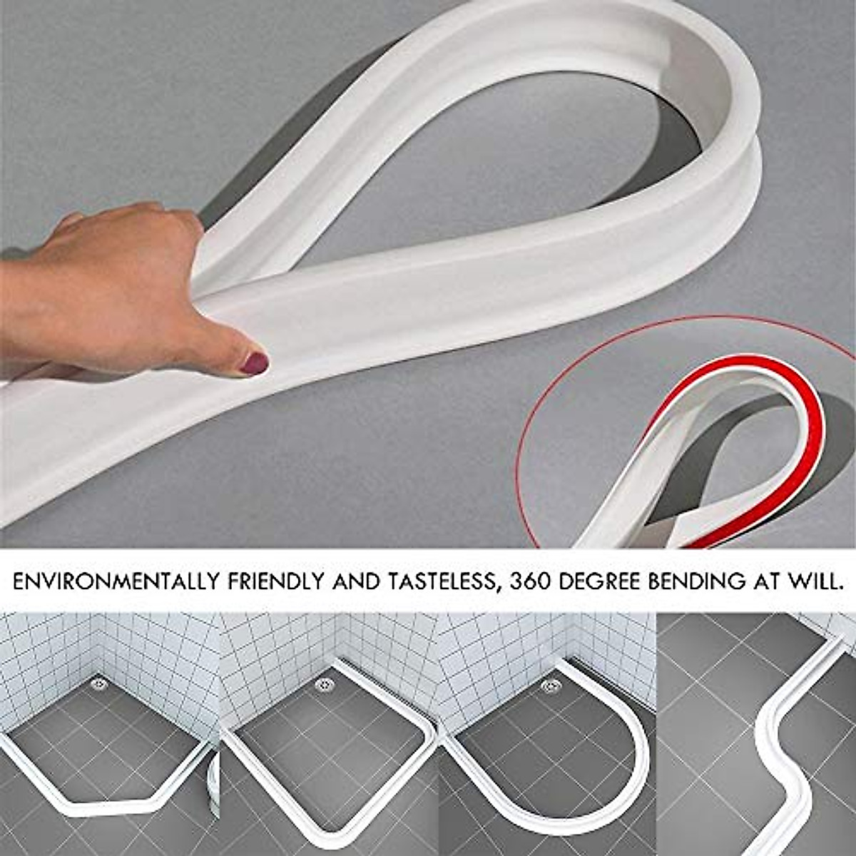 Collapsible Shower Threshold Water Dam Buthtub Water Stopper Shower Barrier Rubber Dam Silicon Water Blocker Dry and Wet Separation for Bathroom (66Inch)