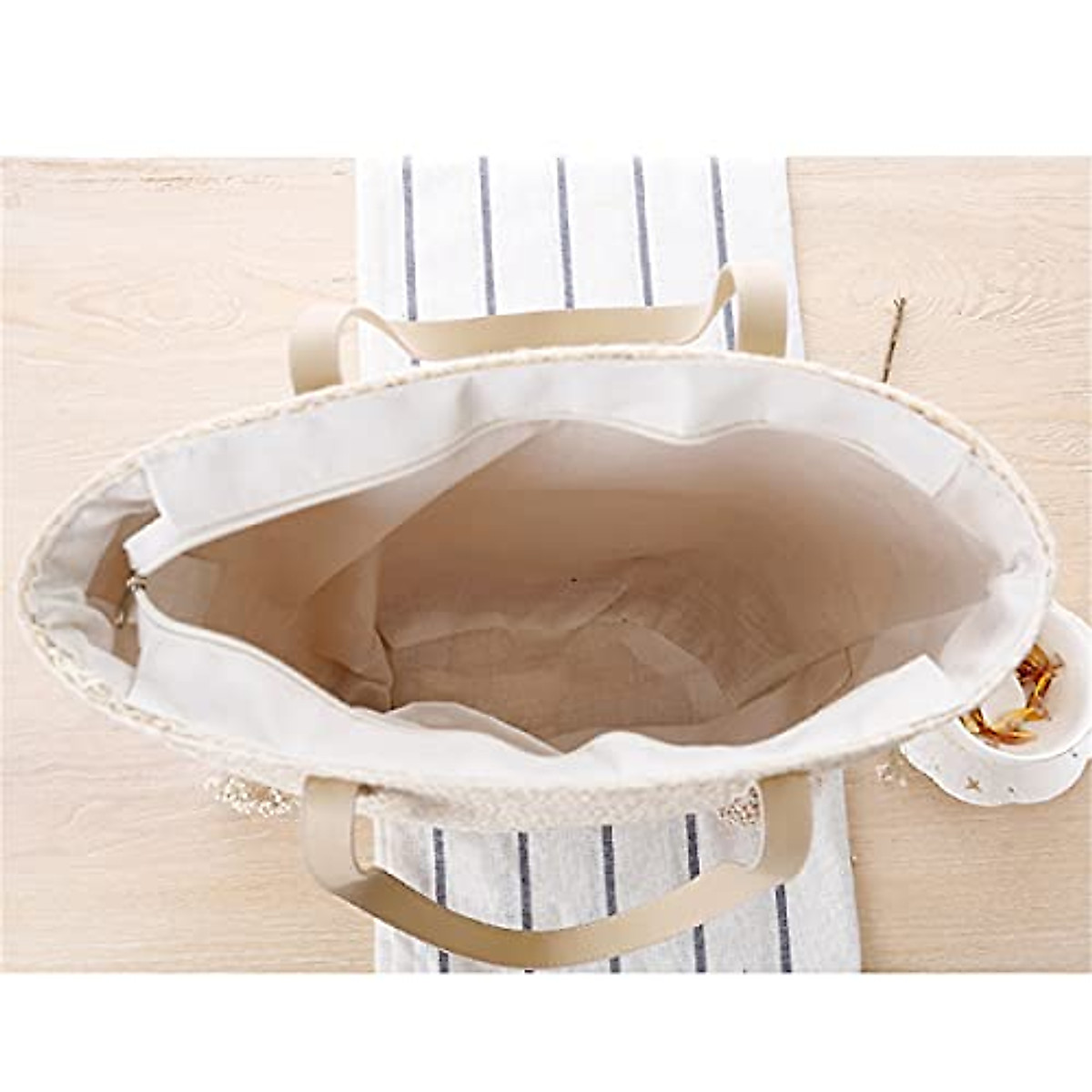 Women's summer beach handbag grass beach bag woven handbag large straw bag with leather handle (10 brown,One Size)