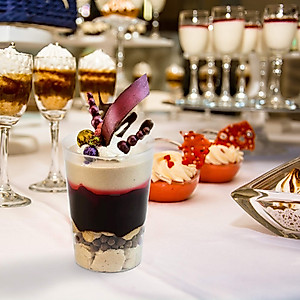 Round Shot Cups - 3 ounce - 100 Count - Spoons Included-Clear Plastic-Straight Wall Shot Glasses - Mini Cup - Dessert Cup - Tasting Sample - Party Shooters - Drink Shot Tumblers-Disposable or Reusable