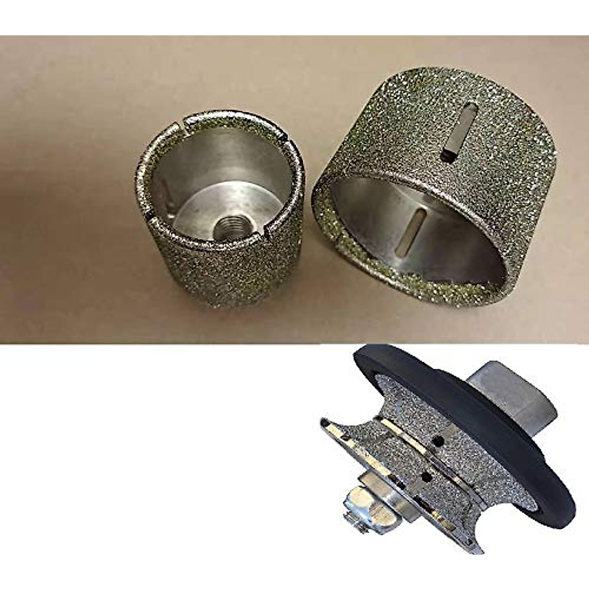 2" Diamond Zero Tolerance Grinding Drum Wheel core Drilling bit and V50 (2") Full Bullnose Counter top Router bit for Stone Granite Marble Mason Travertine Repair Power Tools kit