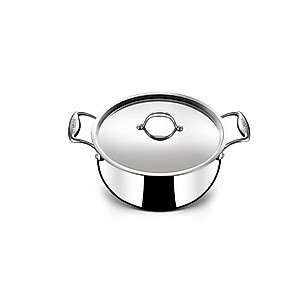 Stahl Triply Stainless Steel Sauce Pot with Lid I Stainless Steel Belly Casserole | Tri Ply Biryani Pot with Induction Base | Artisan 4178, Dia 18 cm, 2.4 L (Serves 3 People)