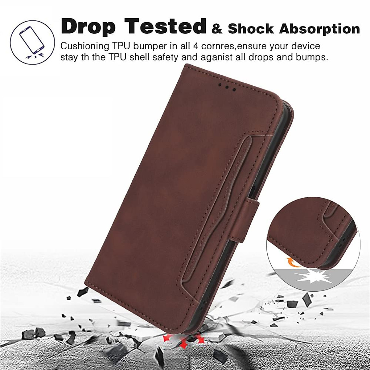 Compatible with Sony Xperia 1 III Case,PU Leather Kickstand Card Holders Compatible with Sony Xperia 1 III Flip Magnetic Closure Protection Phone Wallet Cover Brown