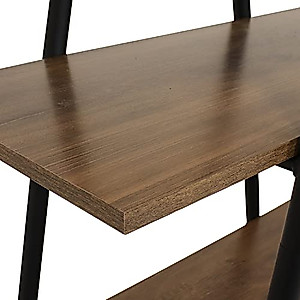 Sunnydaze 68.5-Inch H 4-Tier Industrial-Style A-Frame Ladder Shelf - MDP Shelves with Powder-Coated Steel Frame - Brown