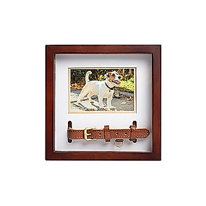 Pearhead Pet Collar Keepsake Frame, Pet Memorial Picture Frame, Pet Owner Home Decor, Cat Or Dog Keepsake, 3" x 4.5" Photo Insert, Wall Mount And Tabletop Frame, Espresso