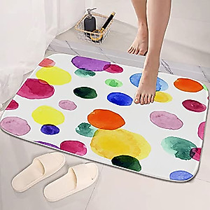 TheBlackSpot Colorful Cartoon Polka Dot Bathroom Rugs Bath Mat Sets 3 Piece Memory Foam Anti Slip Absorbent Mats,U-Shaped Contour Shower Mat