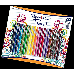 Paper Mate Flair Pens, Assorted Colors, 20
